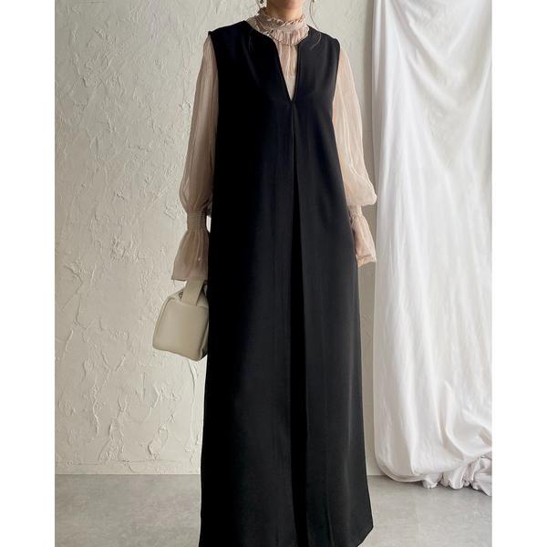 『タイムセール実施中』ZOZO問い合わせ番号:104090680ショップ:wears，ウェアーズブランド:She's Closet，シーズクローゼット商品名:深Vネックフロントタック ロングジャンパースカートワンピースカテゴリ:ワンピース/...