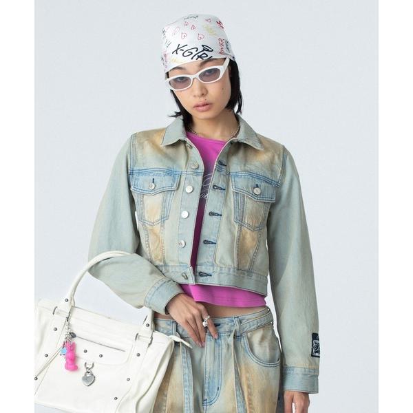 ZOZO問い合わせ番号:104090796ショップ:X-girl，エックスガールブランド:X-girl，エックスガール商品名:FADED FACE LABEL COMPACT DENIM JACKETカテゴリ:ジャケット/アウター>デ...