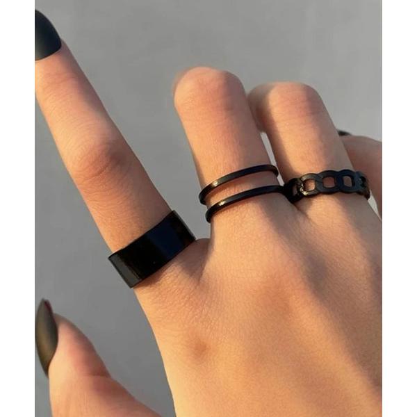 ZOZO問い合わせ番号:104092125ショップ:perky room，パーキールームブランド:SORENA，ソレナ，perky room，パーキールーム商品名:3個セットマットブラックリングカテゴリ:アクセサリー>リングブランド品...