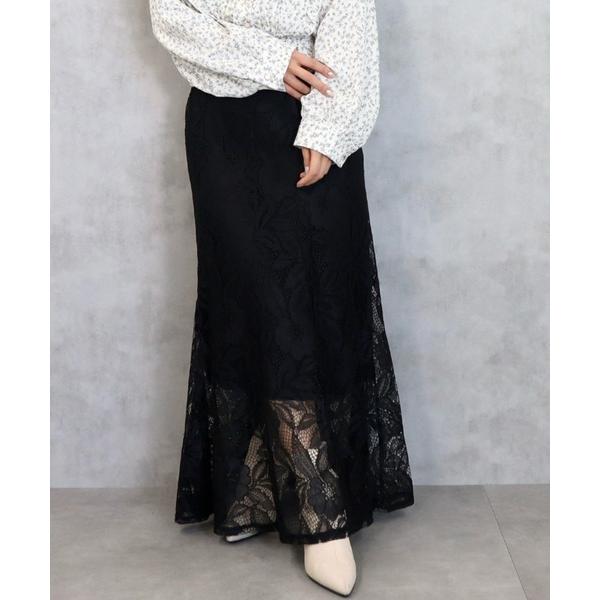 ZOZO問い合わせ番号:104092881ショップ:INTERPLANET/actuel，インタープラネット/アクチュエルブランド:CECIL McBEE，セシルマクビー商品名:レースマーメイドスカートカテゴリ:スカート>スカートブラ...