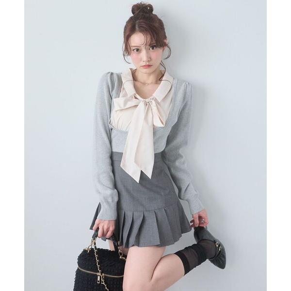 ZOZO問い合わせ番号:104092910ショップ:MAJESTIC LEGON，マジェスティックレゴンブランド:MAJESTIC LEGON，マジェスティックレゴン商品名:シャツレイヤードライクボウタイニットカテゴリ:トップス>ニッ...