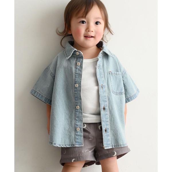 ZOZO問い合わせ番号:104094707ショップ:PUPPAPUPO，プッパプーポブランド:PUPPAPUPO，プッパプーポ商品名:ステンカラー 半袖 シャツ デニムカテゴリ:トップス>シャツ/ブラウスブランド品番:26010101...