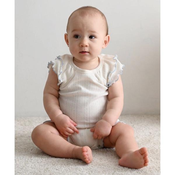 ※このアイテムは返品・交換対象外商品です。ZOZO問い合わせ番号:104094712ショップ:PUPPAPUPO，プッパプーポブランド:PUPPAPUPO，プッパプーポ商品名:肩フリル ロンパース  針抜きカテゴリ:ママ＆ベビー>ロン...