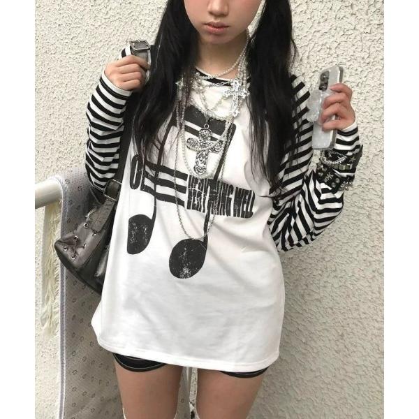 『タイムセール実施中』ZOZO問い合わせ番号:104095049ショップ:DIAVEL，ディアベルブランド:Lis ardent，リスアルダン，DIAVEL，ディアベル商品名:ボーダー袖グラフィックロンT／オーバーサイズ ストリートトップス...