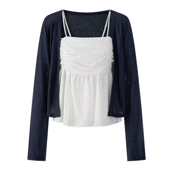 『タイムセール実施中』ZOZO問い合わせ番号:104095051ショップ:DIAVEL，ディアベルブランド:Lis ardent，リスアルダン，DIAVEL，ディアベル商品名:2点セットアップ/ドットキャミ×編みカーディガンカテゴリ:トップ...