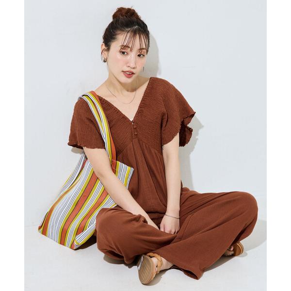 ZOZO問い合わせ番号:104095964ショップ:FREAK'S STORE，フリークスストアブランド:FREAK'S STORE，フリークスストア商品名:限定展開　インド ダブルガーゼ シャーリング オールインワンカテゴリ:オールインワ...