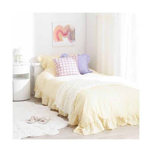 ZOZO問い合わせ番号:104131661ショップ:Francfranc，フランフランブランド:Francfranc，フランフラン商品名:フリルチェック 寝具カバーセット シングル アイボリー×イエロー 3点セット まくらカバー 掛け布団カ...