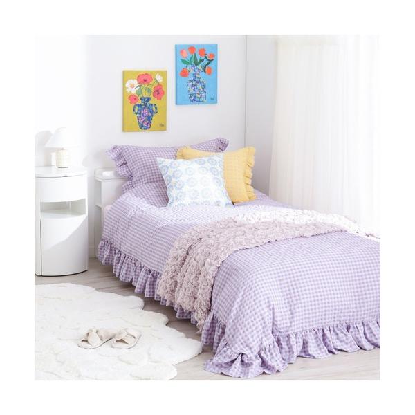 ZOZO問い合わせ番号:104131662ショップ:Francfranc，フランフランブランド:Francfranc，フランフラン商品名:フリルチェック 寝具カバーセット シングル ピンク×パープル 3点セット まくらカバー 掛け布団カバー...