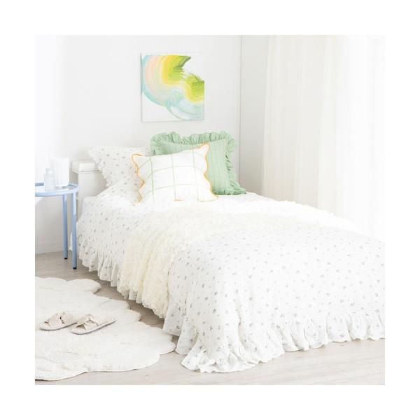 ZOZO問い合わせ番号:104131755ショップ:Francfranc，フランフランブランド:Francfranc，フランフラン商品名:フリル ガーゼ スモールフラワー 掛け布団カバー ダブル グレー 綿100％ 小花柄 さらさらカテゴリ...