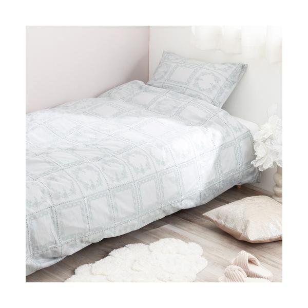 ZOZO問い合わせ番号:104131756ショップ:Francfranc，フランフランブランド:Francfranc，フランフラン商品名:フラワースクエアエンブロイダリー 掛け布団カバー セミダブル ライトグレー 刺繍 花柄カテゴリ:インテ...