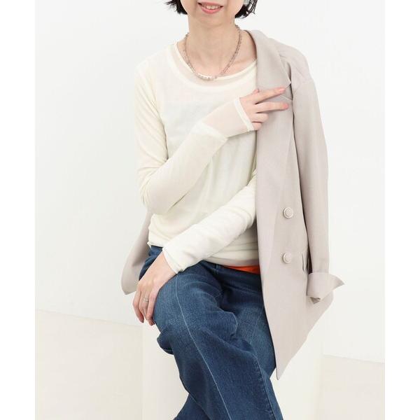 ZOZO問い合わせ番号:104131990ショップ:NOLLEY'S，ノーリーズブランド:MICO COULIER，ミコクリエ，NOLLEY'S，ノーリーズ商品名:シアーフライス×チュールレイヤードプルオーバーカテゴリ:トップス>Tシ...