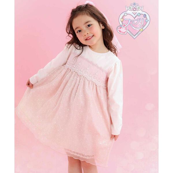 ZOZO問い合わせ番号:104132021ショップ:BEBE ONLINE STORE，ベベ オンラインストアブランド:SLAP SLIP，スラップスリップ商品名:【スラプリ】キラキラチュールドッキングワンピース(80~130cm)カテゴリ...