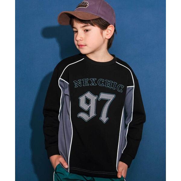 ZOZO問い合わせ番号:104132039ショップ:BEBE ONLINE STORE，ベベ オンラインストアブランド:nexchic，ネクシック商品名:ロゴ入りメッシュ切り替え天竺トレーナー(110~150cm)カテゴリ:トップス>...