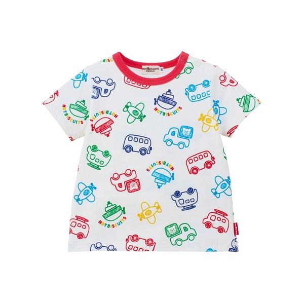 ZOZO問い合わせ番号:104133834ショップ:MIKI HOUSE HOT BISCUITS，ミキハウスホットビスケッツブランド:HOT BISCUITS，ホットビスケッツ商品名:ビーンズ×乗り物 総柄 半袖Tシャツカテゴリ:トップス...