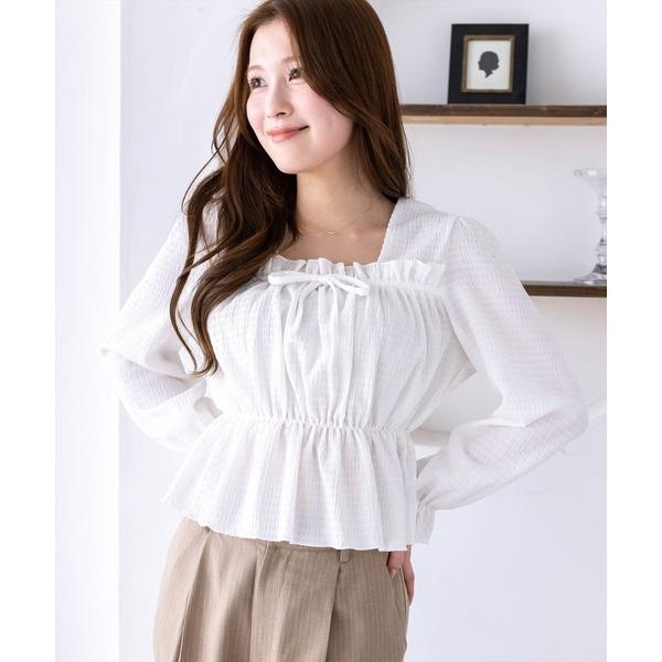 『セール実施中』ZOZO問い合わせ番号:104134623ショップ:clear，クリアブランド:clear，クリア商品名:楊柳フロントリボンブラウス[大人 フェミニン ガーリー]カテゴリ:トップス>シャツ/ブラウスブランド品番:202...