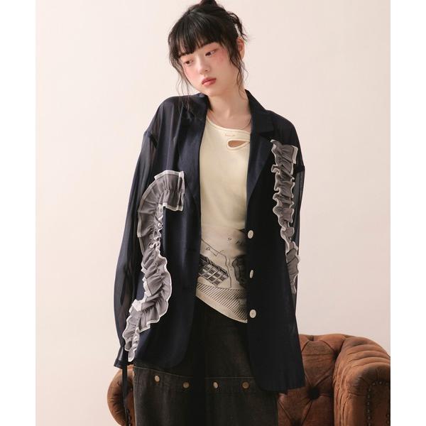 ZOZO問い合わせ番号:104135666ショップ:mideal，マイディールブランド:loin nuit，ロワンニュイ商品名:sheer color scheme frill jacket / シアーカラースキームフリルジャケットカテゴリ...