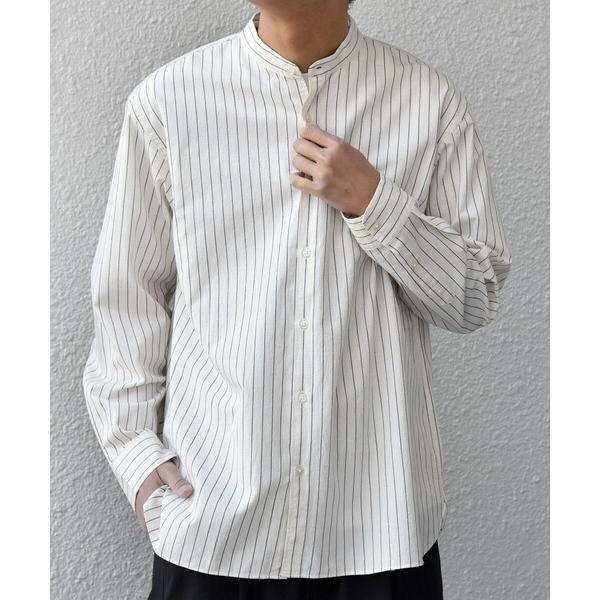 ZOZO問い合わせ番号:104135696ショップ:SHIPS，シップスブランド:SHIPS any，シップス エニィ，SHIPS，シップス商品名:SHIPS any:〈洗濯機可能〉コットン/リネン ストライプ バンドカラー シャツ 26S...