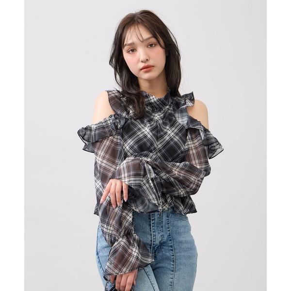 ZOZO問い合わせ番号:104137493ショップ:INGNI，イングブランド:INGNI，イング商品名:2Wayリボンアソート柄肩あきフリルブラウスカテゴリ:トップス>シャツ/ブラウスブランド品番:1261-200151素材:表地:...