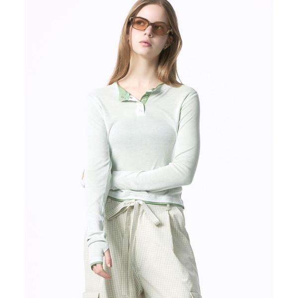 ZOZO問い合わせ番号:104155078ショップ:Jammin.，ジャミン ドットブランド:Nora Lily，ノラリリー商品名:【Nora Lily】「elle」Double-Layer Bicolor Henley Topカテゴリ:ト...