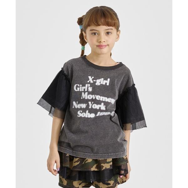 ZOZO問い合わせ番号:104173332ショップ:X-girl Stages，エックスガール ステージスブランド:X-girl Stages，エックスガールステージス商品名:ロゴプリント 袖メッシュ半袖Tシャツカテゴリ:トップス>T...