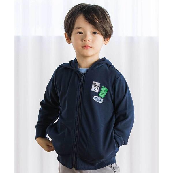 ZOZO問い合わせ番号:104173450ショップ:BEBE ONLINE STORE，ベベ オンラインストアブランド:BeBe，ベベ商品名:【抗菌防臭・UVカット】ミラノリブワッペン付きフード長袖ZIPカーディガン(90~130cm)カテ...