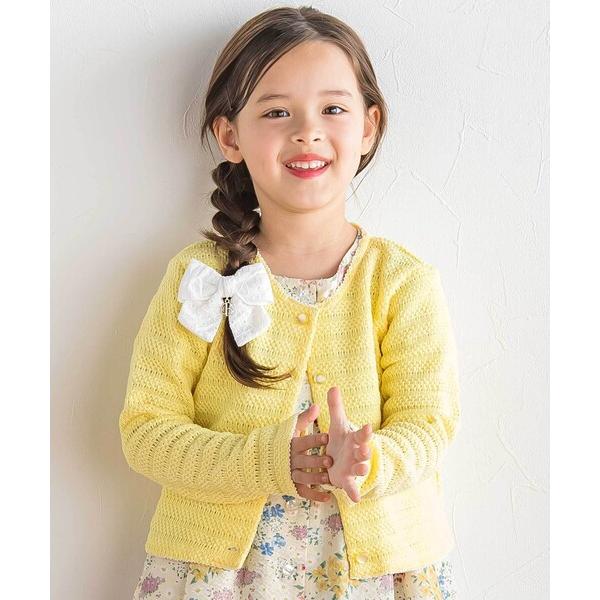 ZOZO問い合わせ番号:104173460ショップ:BEBE ONLINE STORE，ベベ オンラインストアブランド:BeBe，ベベ商品名:クロシェ風ニット長袖カーディガン(100~150cm)カテゴリ:トップス>カーディガン/ボレ...