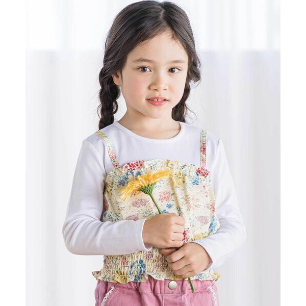 ZOZO問い合わせ番号:104173464ショップ:BEBE ONLINE STORE，ベベ オンラインストアブランド:BeBe，ベベ商品名:【お揃い】リップルマルシェフラワービスチェドッキング長袖Tシャツ(90~160cm)カテゴリ:トッ...