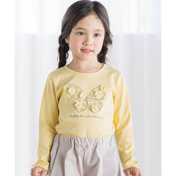 ZOZO問い合わせ番号:104173466ショップ:BEBE ONLINE STORE，ベベ オンラインストアブランド:BeBe，ベベ商品名:フラワーモチーフちょうちょ刺しゅうスムース長袖Tシャツ(80~150cm)カテゴリ:トップス&gt...