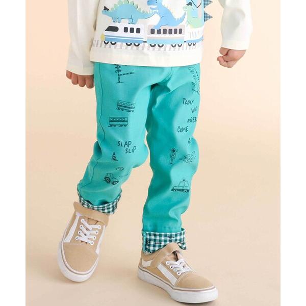 ZOZO問い合わせ番号:104173497ショップ:BEBE ONLINE STORE，ベベ オンラインストアブランド:SLAP SLIP，スラップスリップ商品名:裾折り返しプリントストレッチツイルパンツ(80~130cm)カテゴリ:パンツ...