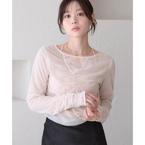 ZOZO問い合わせ番号:104173682ショップ:apres jour，アプレジュールブランド:raffime，ラフィミー商品名:チュールレイヤードシアーニットカテゴリ:トップス>ニット/セーターブランド品番:663583素材:アウ...