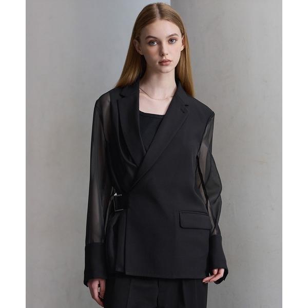 ZOZO問い合わせ番号:104174436ショップ:EMMA CLOTHES，エマ クローズブランド:CLEL，クレイル商品名:【CLEL】Asymmetry Sheer Tailored Jacket / アシンメトリー シアーテーラード...