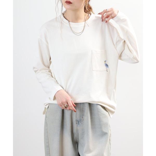 ZOZO問い合わせ番号:104174917ショップ:FUNALIVE，ファンアライブブランド:Quelle Chance，ケルシャンス，FUNALIVE，ファンアライブ商品名:ポケット1ポイント刺繍プルオーバー ハシビロコウ 長袖シャツカテ...