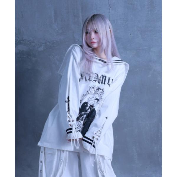 ZOZO問い合わせ番号:104175016ショップ:A AM STUDIO，エーエム スタジオブランド:Amilige，アミリージュ商品名:Black Mirror Kittyセーラートップスカテゴリ:トップス>Tシャツ/カットソーブ...