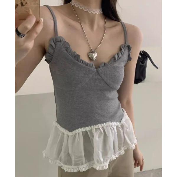 ZOZO問い合わせ番号:104176714ショップ:DIAVEL，ディアベルブランド:DIAVEL，ディアベル，LADY LIKE，レディライク，SHEENA，シーナ商品名:【2color】バレエムード フリルキャミソールカテゴリ:トップス...