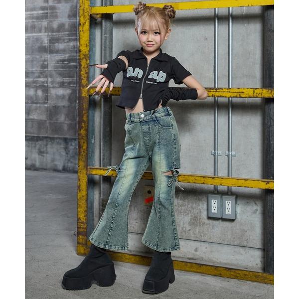 ZOZO問い合わせ番号:104213049ショップ:ANAP，アナップブランド:ANAP kids，アナップキッズ商品名:サイド リボン フレア パンツ（別売りセットアップ）【ジュニアお揃い】カテゴリ:パンツ>デニムパンツブランド品番...
