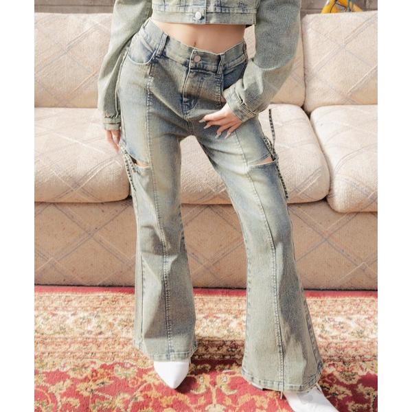 ZOZO問い合わせ番号:104213076ショップ:ANAP，アナップブランド:ANAP GiRL，アナップガール商品名:サイドリボン フレアパンツ（別売りセットアップ）（キッズお揃い）カテゴリ:パンツ>デニムパンツブランド品番:91...