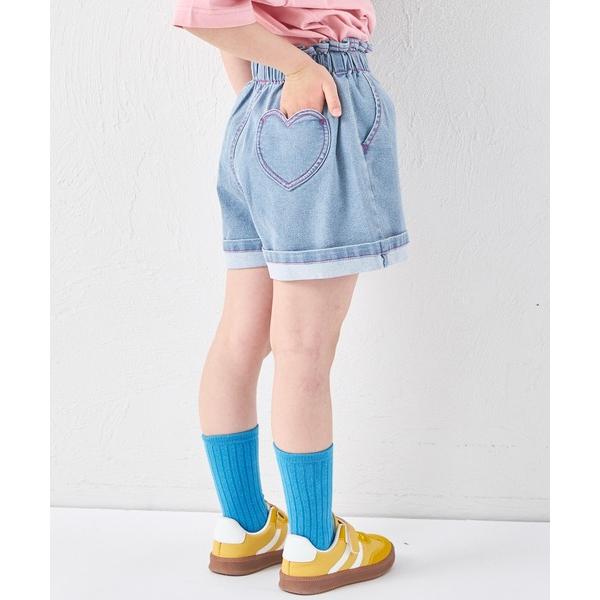 ZOZO問い合わせ番号:104213725ショップ:pairmanon，ペアマノンブランド:pairmanon，ペアマノン，coucou manon，ククゥ マノン商品名:ガールズ ハイウエスト ハートポケット デニムショートパンツカテゴリ...