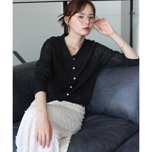 ZOZO問い合わせ番号:104214257ショップ:BLUEEAST，ブルーイーストブランド:J by blue，ジェイバイブルー，BLUEEAST，ブルーイースト商品名:シアーポロニットカーディガンカテゴリ:トップス>カーディガン/...