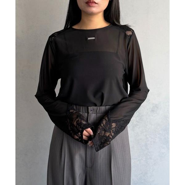 ZOZO問い合わせ番号:104215007ショップ:unit lab，ユニットラボブランド:&amp;g'aime，アンジェム商品名:【＆ｇ'aime 】シアー＆レーストップス　Sheer ＆ Lace Mixed Topカテゴリ:トップス...