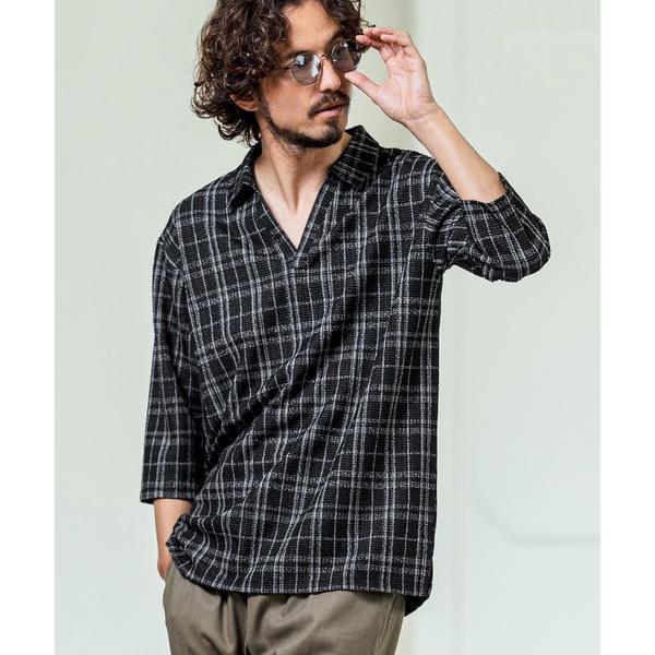 ZOZO問い合わせ番号:104216723ショップ:CMB by CAMBIO，シーエムビー バイ カンビオブランド:Magine，マージン商品名:mhs2548- Grid Pattern Fabric Skipper Polo ポロシャ...