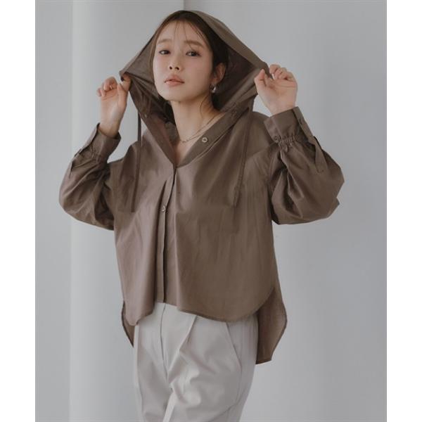 ZOZO問い合わせ番号:104216967ショップ:nissen，ニッセンブランド:Petitjo，プッチージョ商品名:小さいサイズ　【UVカット】コットンフード付きシャツ（袖ゴム仕様）低身長さん・小柄女性カテゴリ:トップス>シャツ/...