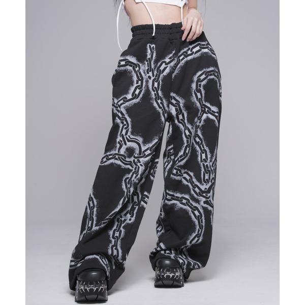 ZOZO問い合わせ番号:104217121ショップ:A'GEM/9 × .kom，エージェムナインブランド:REFLEM，レフレム商品名:『REFLEM/レフレム』チェーンプリントワイドスウェットパンツカテゴリ:パンツ>スウェットパン...