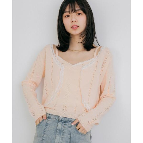 『タイムセール実施中』ZOZO問い合わせ番号:104217126ショップ:Heather，ヘザーブランド:Heather，ヘザー商品名:透かし編みレースカーデ/キャミ2P　656553カテゴリ:トップス>アンサンブルブランド品番:65...