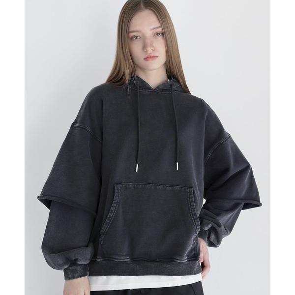 ZOZO問い合わせ番号:104217152ショップ:LILL，リルブランド:LILL，リル商品名:ルーズシルエットヘビーウェイトフェイクレイヤードボリュームスリーブパーカーカテゴリ:トップス>パーカーブランド品番:lin251028素...