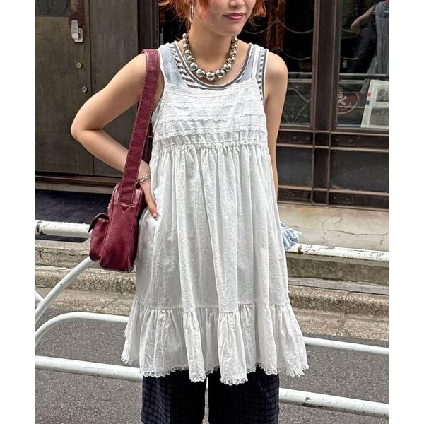 ZOZO問い合わせ番号:104217966ショップ:CIAOPANIC，チャオパニックブランド:CIAOPANIC，チャオパニック商品名:【新色ピンク追加】レーステープコットンチュニックキャミワンピースカテゴリ:ワンピース/ドレス>チ...