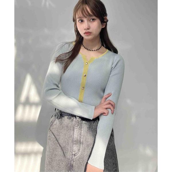 『タイムセール実施中』ZOZO問い合わせ番号:104218091ショップ:AS KNOW AS PLUS，アズノゥアズプラスブランド:AS KNOW AS plus，アズノゥアズプラス商品名:◯スリットボタン配色切り替えリブプルオーバーカテ...