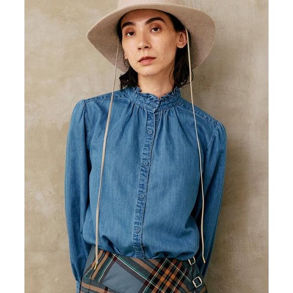 ZOZO問い合わせ番号:104221673ショップ:LA MARINE FRANCAISE，マリン フランセーズブランド:LA MARINE FRANCAISE，マリン フランセーズ商品名:ダンガリーフリルブラウスカテゴリ:トップス>...