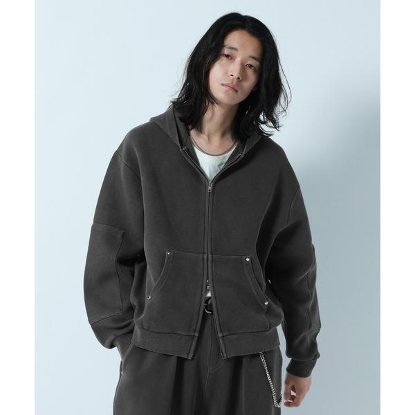 ZOZO問い合わせ番号:104254358ショップ:RAGEBLUE，レイジブルーブランド:RAGEBLUE，レイジブルー商品名:PIGMENT DYE CARDBOARD FABRIC ZIP PARKER / ピグメント加工ダンボールジ...