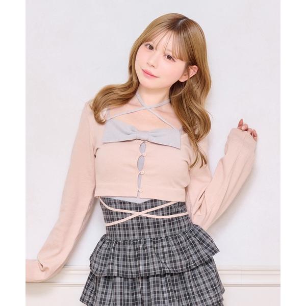 ZOZO問い合わせ番号:104254478ショップ:apres jour，アプレジュールブランド:apres jour，アプレジュール商品名:フロントリボンアンサンブルカテゴリ:トップス>アンサンブルブランド品番:657176素材:レ...