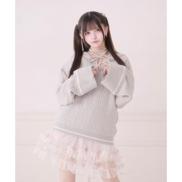 ZOZO問い合わせ番号:104254526ショップ:Pal elfy，パルエルフィーブランド:Pal elfy，パルエルフィー商品名:チョーカー付きセーラーニットカテゴリ:トップス>ニット/セーターブランド品番:659857素材:レー...